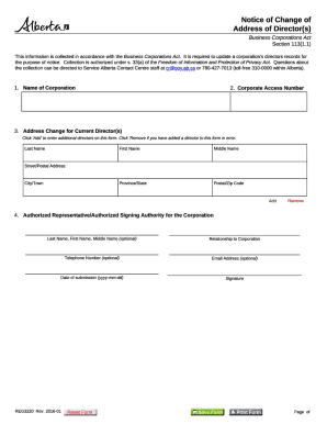 Fillable Online Notice of Change of Address of Director(s). This form ...