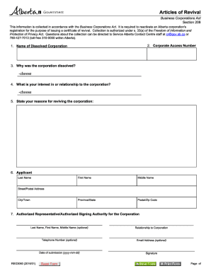 Fillable Online Articles of Revival. This form is used to revive a ...