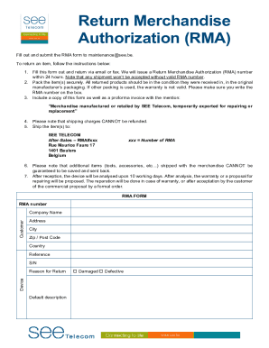 Fillable Online Return Merchandise Authorization (RMA) Request FormETI ...