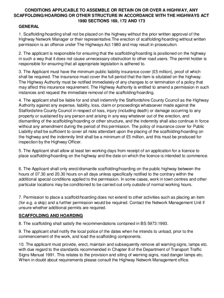 Fillable Online App E Scaffd and Hoard Application Form and Conditions ...