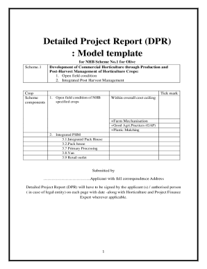 Fillable Online Detailed Project Report (DPR) : Model template Fax ...
