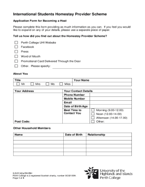 Fillable Online International Students Homestay Provider Scheme ...