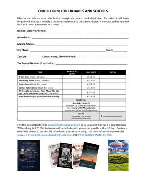 Fillable Online ORDER FORM FOR LIBRARIES AND SCHOOLS Fax Email Print ...