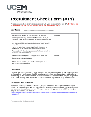 RECRUITMENT CHECK Doc Template | pdfFiller
