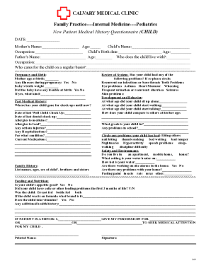 Fillable Online PEDIATRIC DENTAL/MEDICAL HISTORY FORM Child's Name Fax ...