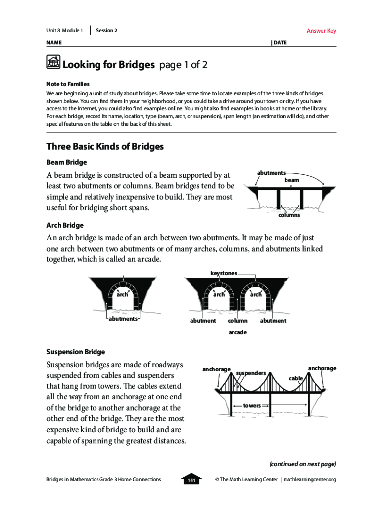 Fillable Online Structures Bridges Module Overview For grade level(s ...