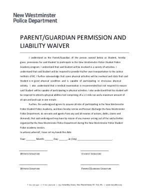 Fillable Online PARENT/GUARDIAN PERMISSION AND LIABILITY WAIVER Fax ...