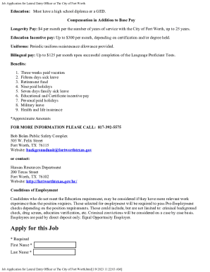 Fillable Online Fort Worth Police Department - Now Hiring: Lateral ...
