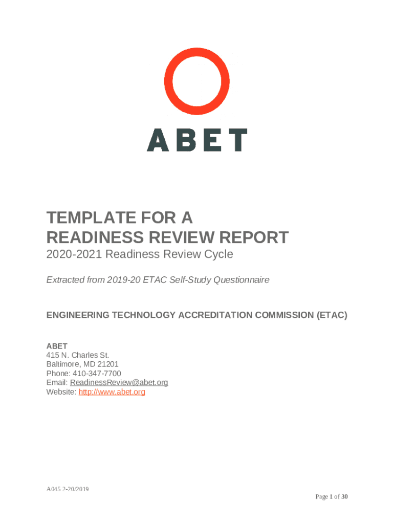 template for a readiness review report Doc Template | pdfFiller