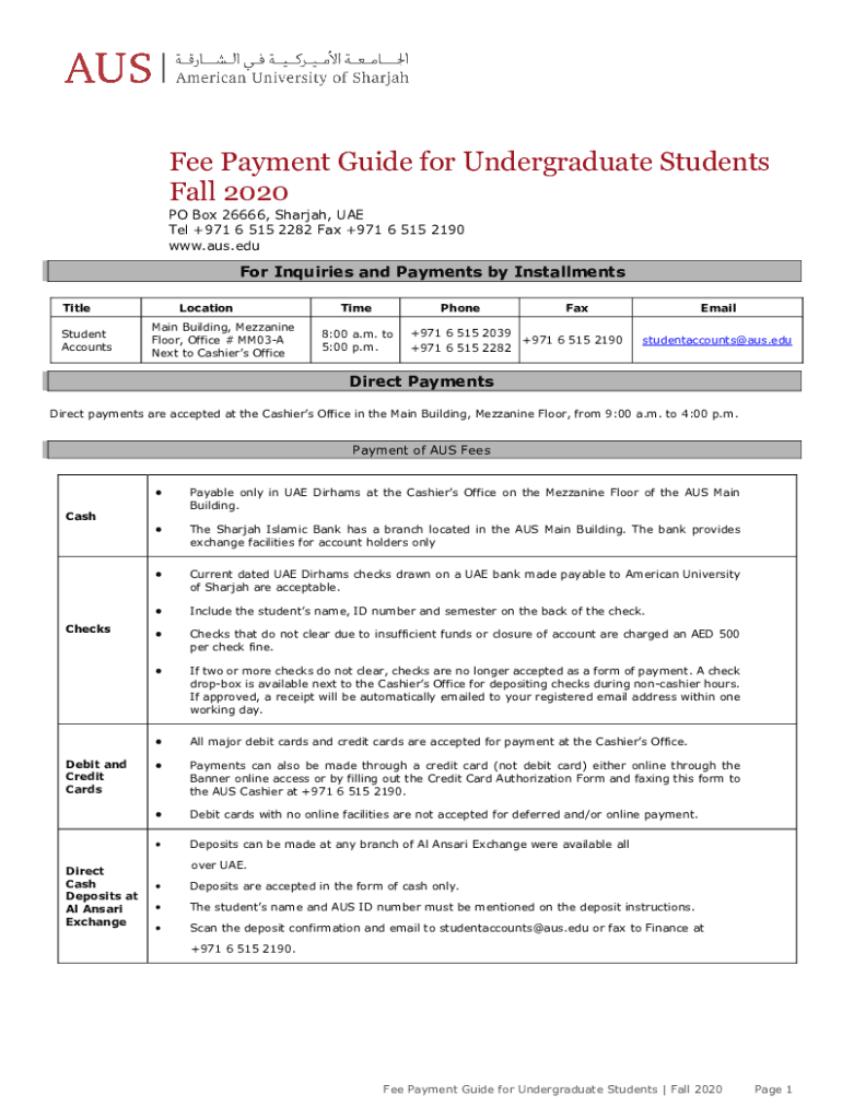 Fillable Online American University of Sharjah - Tuition and Acceptance ...
