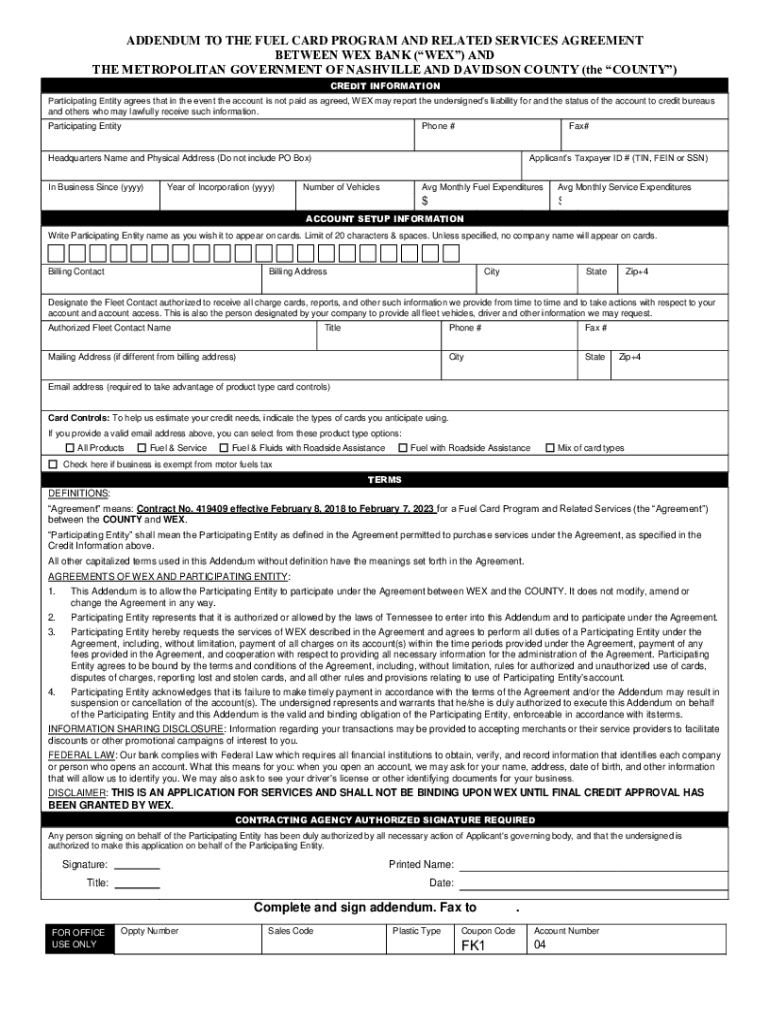 Fillable Online WEX Cards agreement approved - The Tri-County Sentry ...