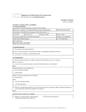 Fillable Online Contract notice Section I: Contracting authority ...