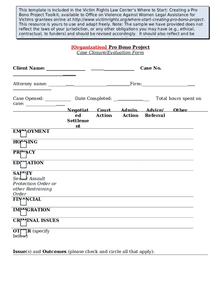 Sample-Feeback--for-Pro-Bono-Attorney-After-Case ... Doc Template | pdfFiller