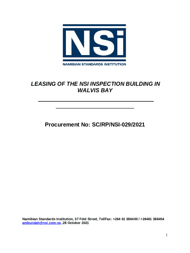 Request for Proposal for LEASING OF THE NSI INSPECTION ... Doc Template ...