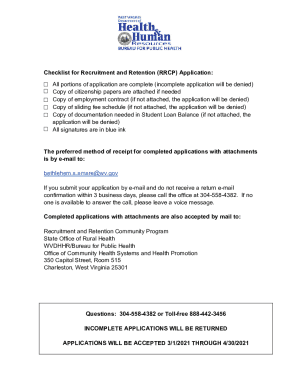 Fillable Online dhhr wv Checklist for Recruitment and Retention (RRCP ...