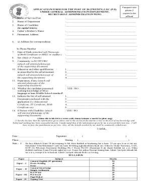 Fillable Online application form for the post of 20 (twenty) ldc (pe ...