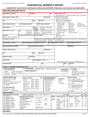 Fillable Online CONFIDENTIAL MORBIDITY REPORT - Trinity County Fax ...