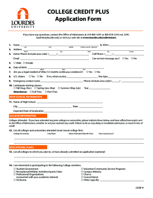 Fillable Online COLLEGE CREDIT PLUS Application Form Fax Email Print ...