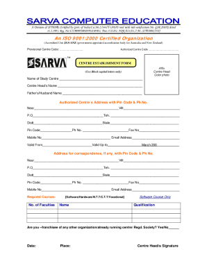 Fillable Online sarva franchisee form Fax Email Print - pdfFiller