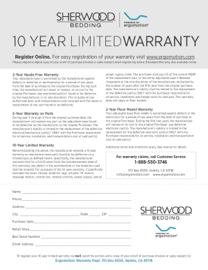Fillable Online Ergomotion Warranty - Fill Online, Printable, Fillable ...