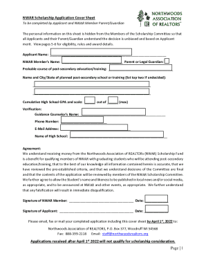 Fillable Online NWAR Scholarship Application Cover Sheet - PDF Free Download Fax Email Print ...