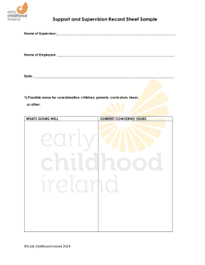 Fillable Online Support and Supervision Record Sheet Sample Fax Email ...