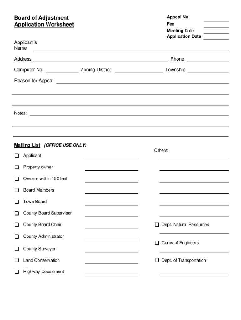 Fillable Online BOA Application Worksheet 1-10-01 Fax Email Print ...