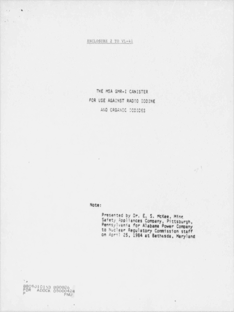 Fillable Online "Mine Safety Appliances GMR-1 Canister for Use Against ...