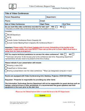 Fillable Online Video Conference Request Form.docx Fax Email Print ...