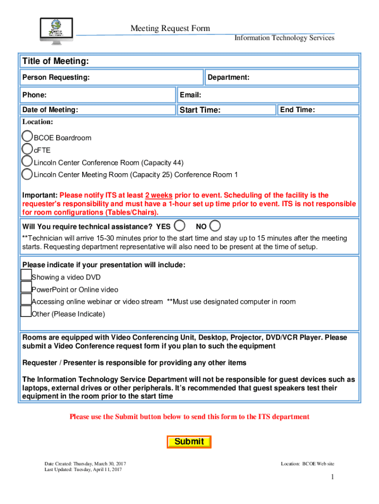 Fillable Online Meeting Request Form.docx Fax Email Print - pdfFiller