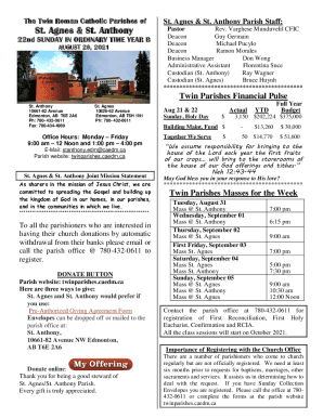 Fillable Online Catholic Twin Parishes of St. Agnes and St. Anthony: Home Fax Email Print ...