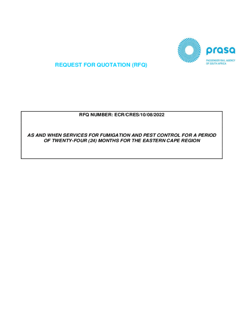 Fillable Online AS AND WHEN SERVICES FOR FUMIGATION AND PEST CONTROL ...