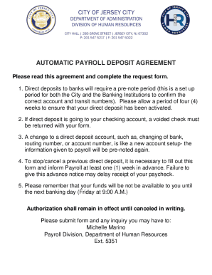 Fillable Online AUTOMATIC PAYROLL DEPOSIT AGREEMENT Fax Email Print ...