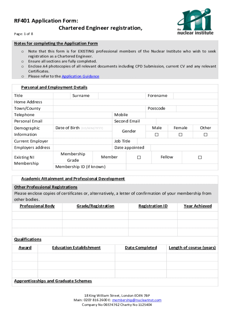 Fillable Online Request an application form - Professional Registration ...