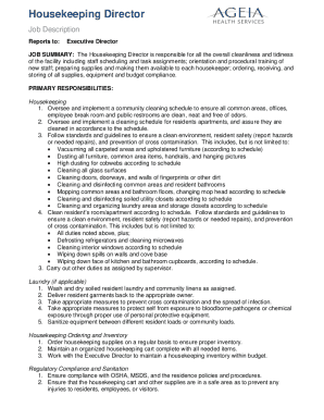 Fillable Online Director of Housekeeping Job Descriptions and Interview ...