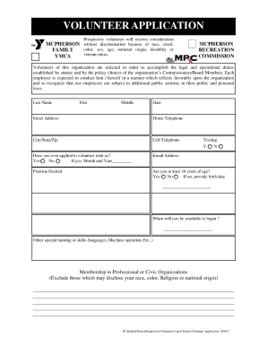 Fillable Online 1 Volunteer Application.pub Fax Email Print - pdfFiller