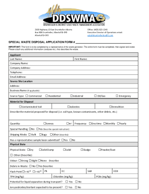 Fillable Online Drumheller Landfill - Special Waste Disposal ...