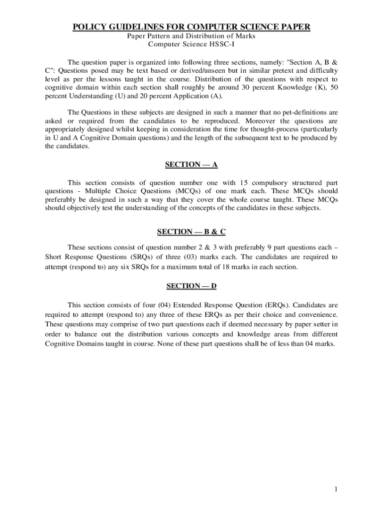 Fillable Online A-level Computer Science Specimen question paper Paper ...