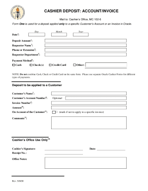 Fillable Online Cashier Form One.PDF Fax Email Print - pdfFiller