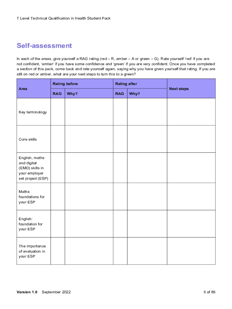 Fillable Online T Level Technical Qualification in Health - Employer ...