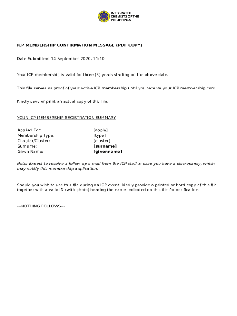 Fillable Online ICP Membership Registration Form Fax Email Print ...