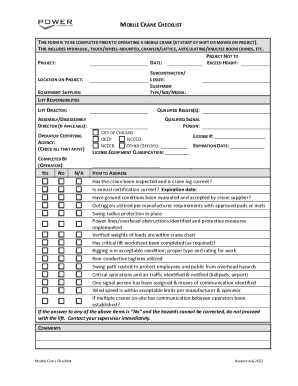 Fillable Online Mobile Crane Pre-use Inspection Form Fax Email Print ...