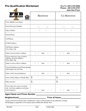 Fillable Online pre-qualification worksheet Fax Email Print - pdfFiller