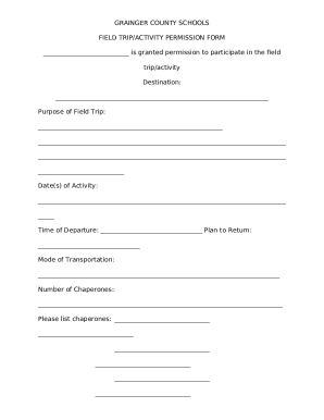Student Activity/Field Trip Permission Elementary School Doc Template ...