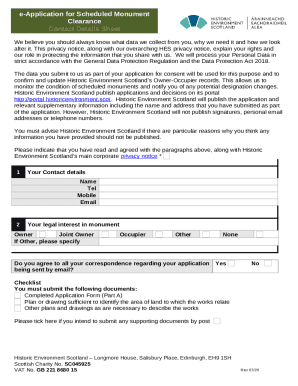 Scheduled Monument Clearance application Doc Template | pdfFiller