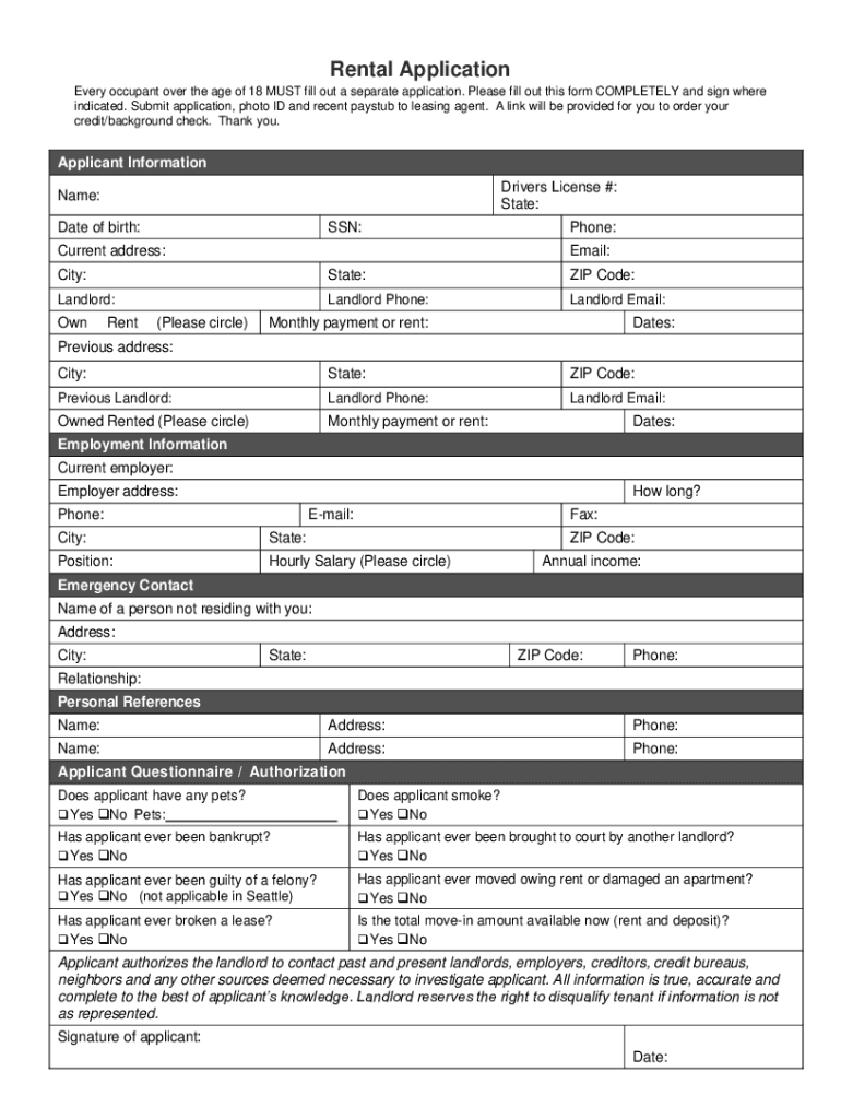 Fillable Online Application for Rental - Squarespace Fax Email Print - pdfFiller