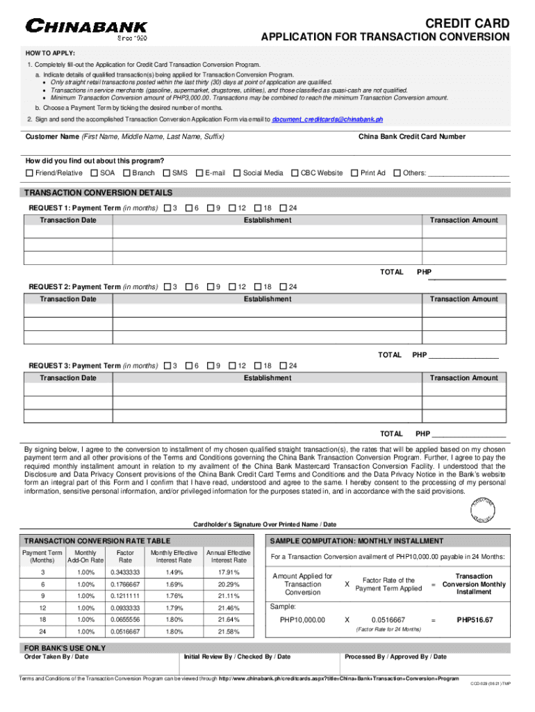 Fillable Online Apply for a China Bank Credit Card Now - China Bank Fax ...