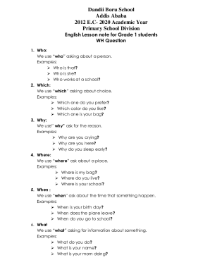 Fillable Online Grammar worksheet for grade 1 - Dandii Boru Fax Email ...