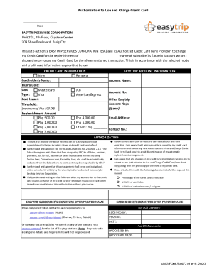 Fillable Online Authorization to Use and Charge Credit Card Fax Email ...