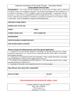 Fillable Online atascadero-ca aauw Fillable Online atascadero-ca aauw SCHOLARSHIP APPLICATION ...